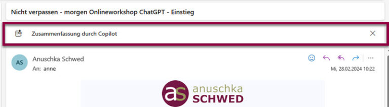 Erste Schritte mit Copilot Pro in Microsoft Outlook - Anuschka Schwed